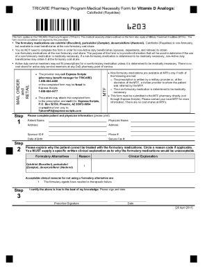 Fillable Online TRICARE Pharmacy Program Medical Necessity Form for ...