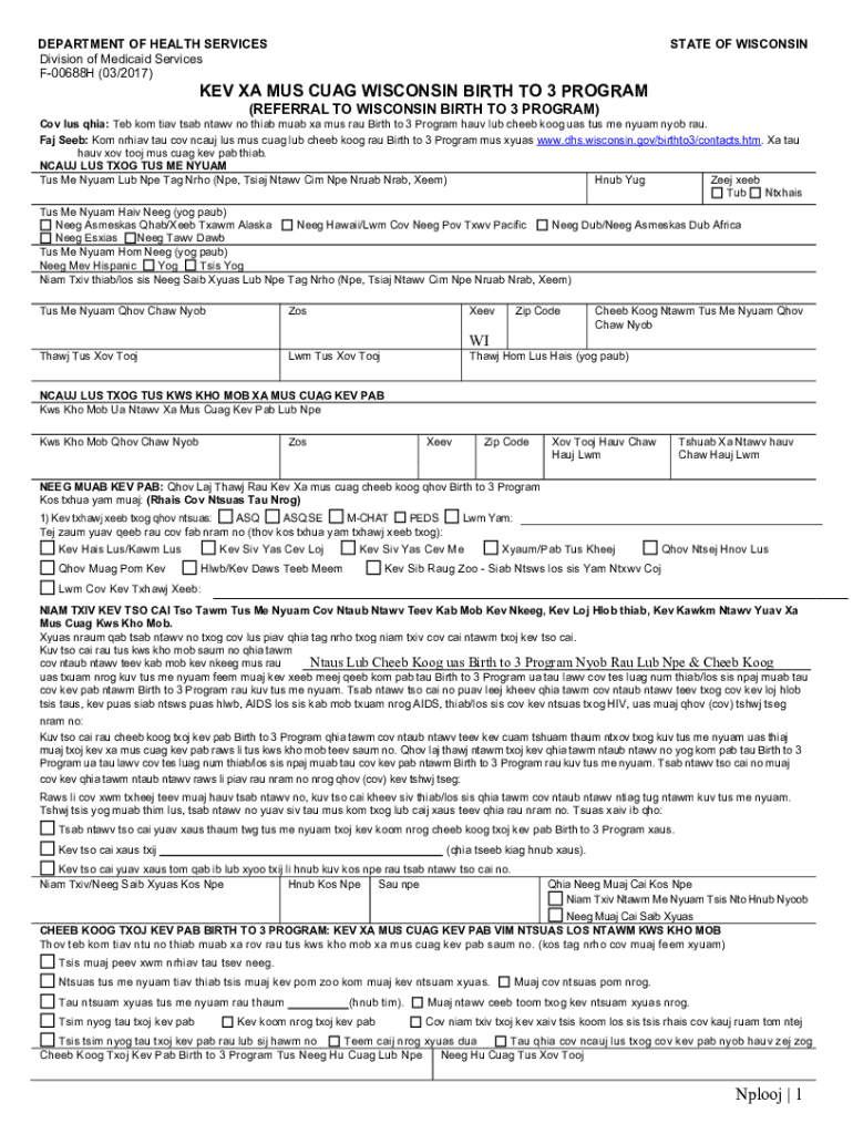 Fillable Online dhs wisconsin Birth to Three Program - Human Services ...