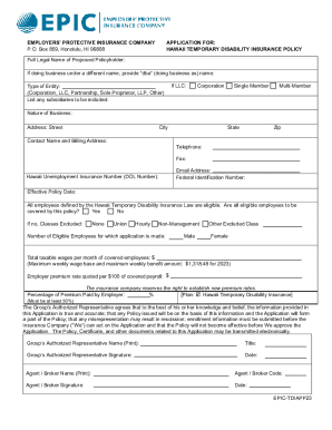 Fillable Online HAWAII TEMPORARY DISABILITY INSURANCE POLICY P.O ...