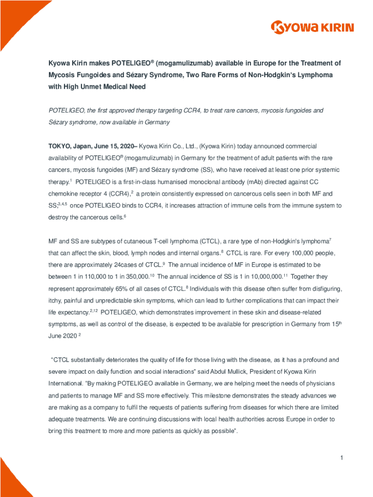 Fillable Online Kyowa Kirin makes POTELIGEO (mogamulizumab) available ...