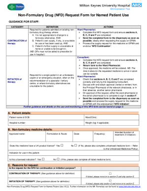 Fillable Online Non-Formulary Drug (NFD) Request Form for Named Patient ...