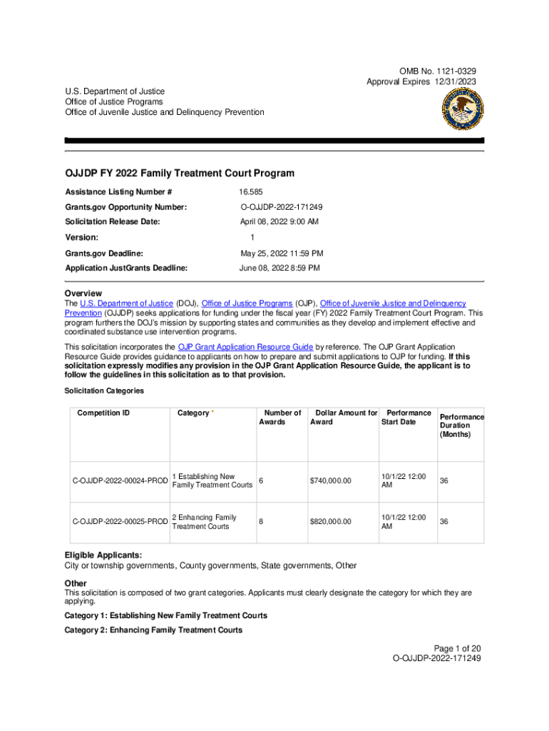 Fillable Online OJJDP FY 2022 Family Treatment Court Program. OJJDP FY 2022 Family Treatment ...
