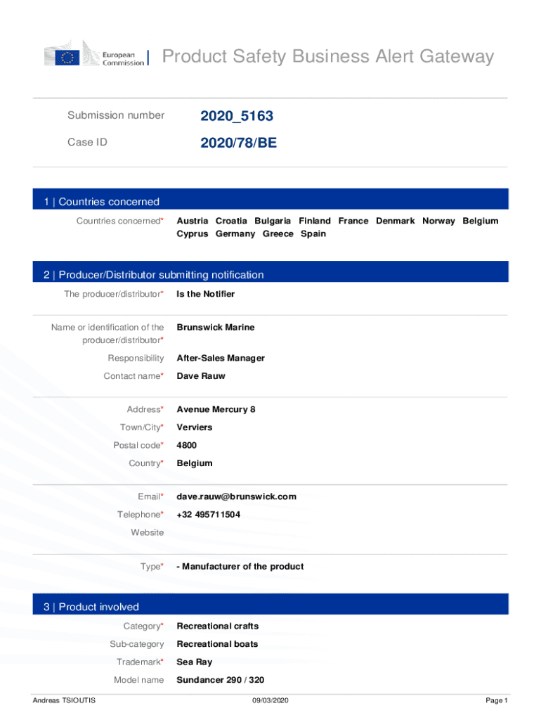 Fillable Online Product Safety Business Alert Gateway User manual for ...