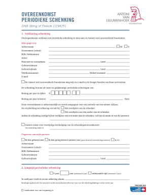 Fillable Online OVEREENKOMST PERIODIEKE SCHENKING - AVL Foundation Fax ...