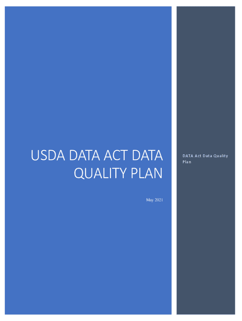 Fillable Online nfc usda USDA DATA Act Data Quality Plan - May 2021 Fax ...