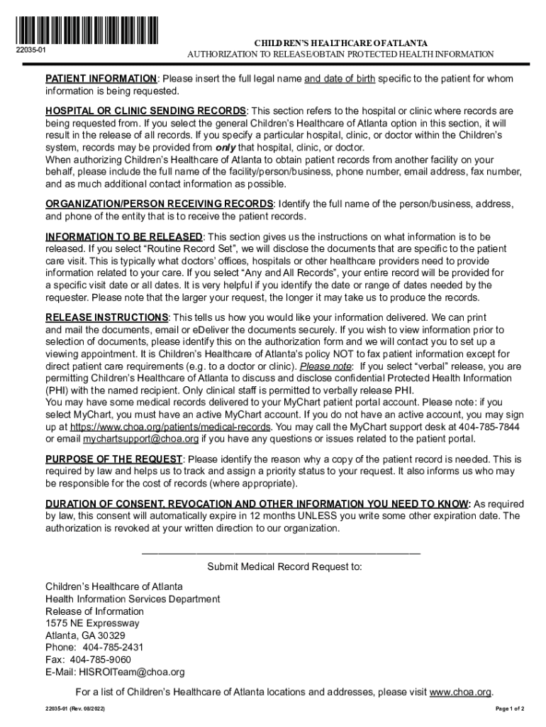 Fillable Online Request Medical Records (HIM)Children's Hospital Los ...