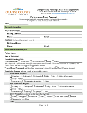 Fillable Online Performance Bond Request Fax Email Print - pdfFiller