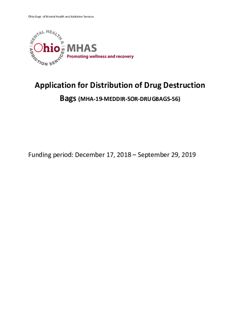Fillable Online Application for Distribution of Drug Destruction Bags ...