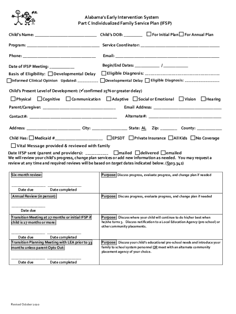 Fillable Online Individualized Family Service Plan Guidance Document ...