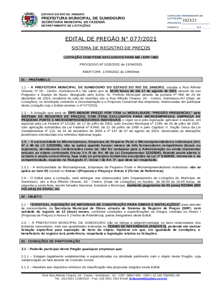 706/0001-08, com sede na Rua Alfredo Chaves, 39 - Centro, Sumidouro - RJ; Doc Template | pdfFiller