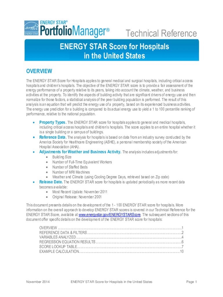 Fillable Online ENERGY STAR Score for Hospitals (General Medical and ... Fax Email Print - pdfFiller
