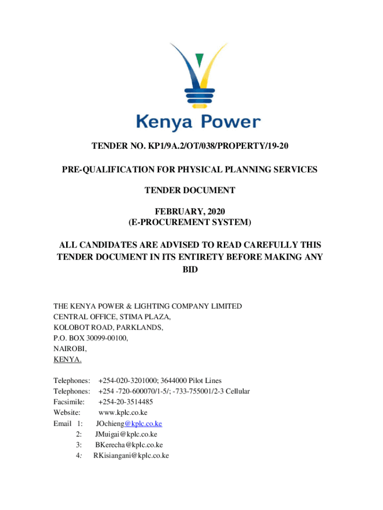 Fillable Online kplc co pre-qualification for physical planning ...