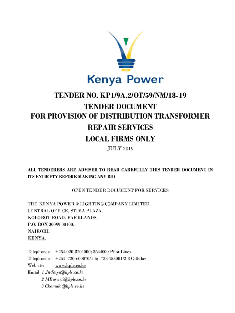 Fillable Online kplc co Annual Maintenance Contract of 04 Nos. Electric ...