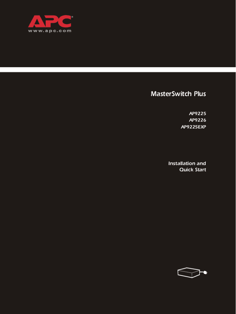 Fillable Online MasterSwitch Pus Installation and Quick-Start Manual ...