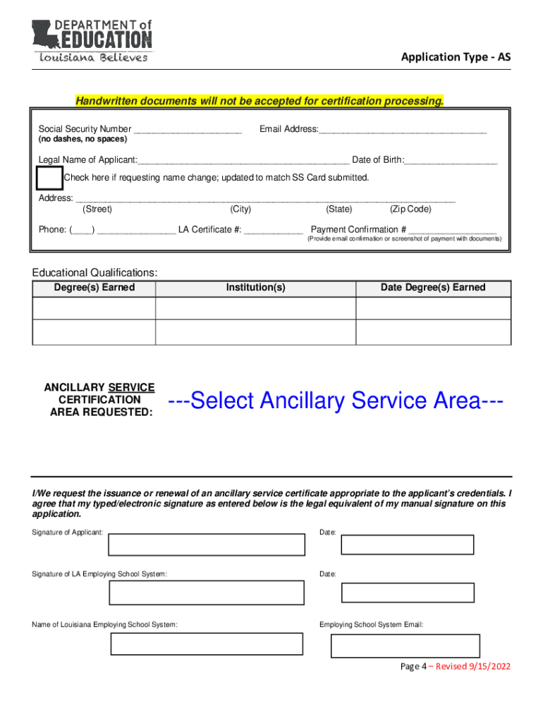 Fillable Online Ancillary Application FormFill Out Printable PDF Forms Online Fax Email Print ...