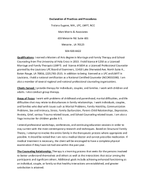 Fillable Online Declaration of Practices and Procedures Statement Fax ...