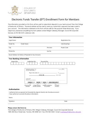 Fillable Online Direct Deposit (EFT) Request FormHumber College Fax ...