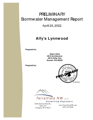 Fillable Online PRELIMINARY Stormwater Management Report Fax Email ...