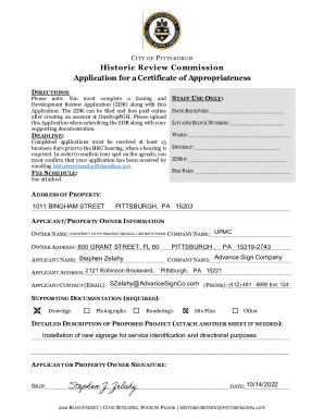 Fillable Online apps pittsburghpa APPLICATION FOR CERTIFICATE OF ... - Afton, MN Fax Email Print ...