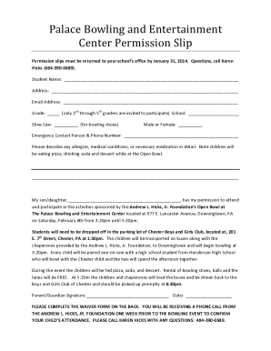 Fillable Online Andrew L. Hicks, Jr. Foundation Open Bowl Volunteer ...