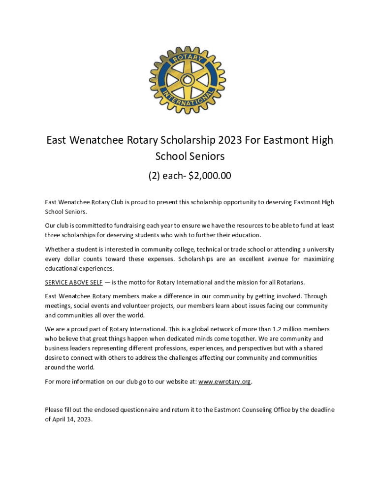 Fillable Online 12 Scholarships for Students from Eastmont High School ...