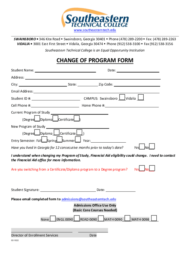 Fillable Online STC Transcript Request Form - Southeastern Technical ...