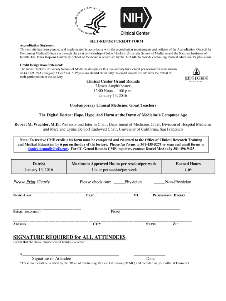 Fillable Online cc nih ACCREDITATION/CREDIT DESIGNATION STATEMENTS Fax ...