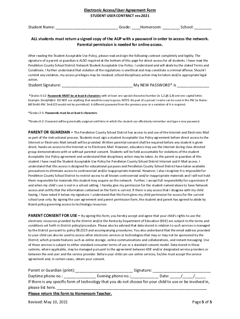 Fillable Online Mobile Device Agreement Form Dear Student, Parent(s ...