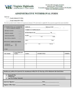 Fillable Online ADMINISTRATIVE COURSE WITHDRAWAL FORM - Inside Fax ...