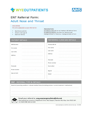 Fillable Online Most common referrals according to region. ENT, ear ...