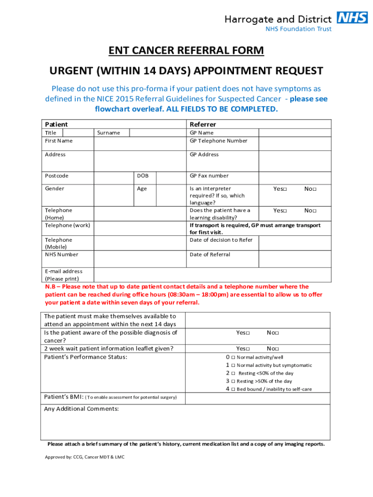 Fillable Online 2WW Referral Forms - University Hospitals Plymouth NHS ...