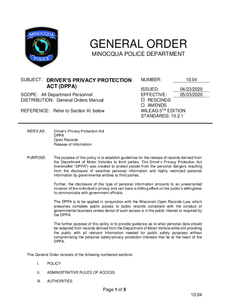 Fillable Online Dallas Police Department General Order 300.00 Table of ...