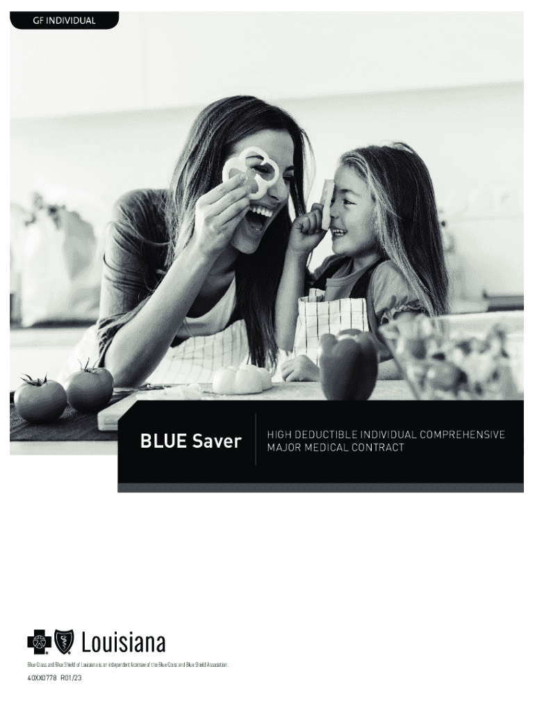 Fillable Online Blue Saver High Deductible Individual Comprehensive ...