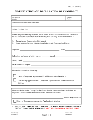 Fillable Online Notific./Declaration of Candidacy Fax Email Print ...