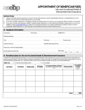Fillable Online Claims for Death Benefits Form FE-6 Fax Email Print ...