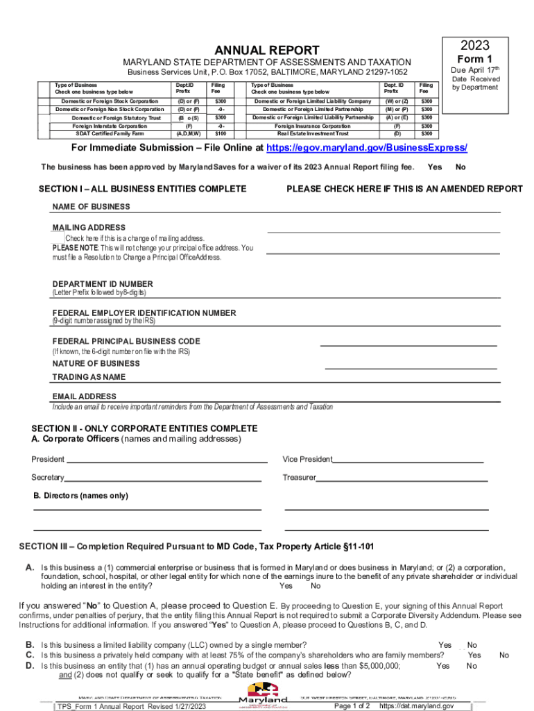 Fillable Online 2023 TPS Form Annual Report Form 1. 2023 TPS Form ...