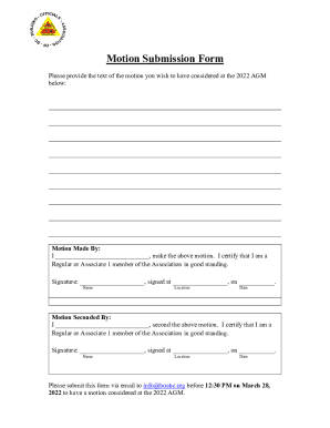 Fillable Online Motion Submission FormBOABC Fax Email Print - pdfFiller