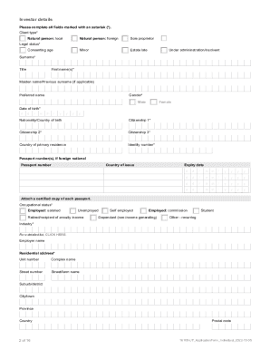 Fillable Online Application Form for Individual Investor - Alexander ...