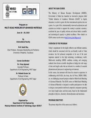 Fillable Online ABOUT THE GIAN COURSE OVERVIEW OF THE PROGRAM ... Fax ...