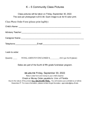 Fillable Online Class Picture Order Form Fax Email Print - pdfFiller