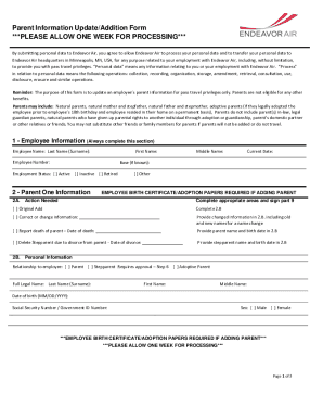 Fillable Online Parent Pass Travel - ESC Parent Information Update Form ...