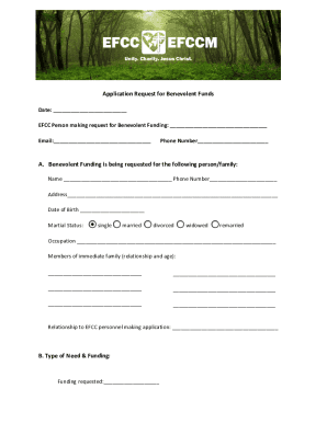 Fillable Online Application Request for Benevolent Funds Fax Email ...