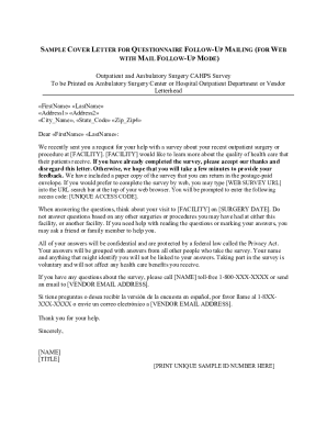 Fillable Online Sample Cover Letter for Questionnaire Follow Up Mailing ...