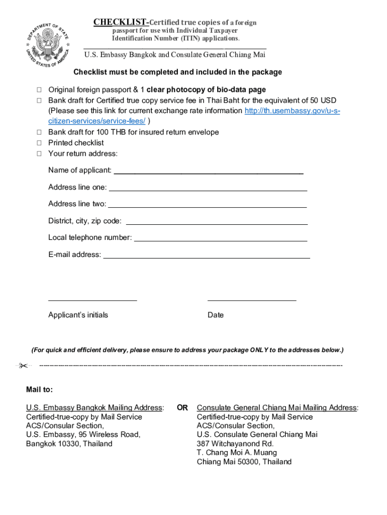 Fillable Online U.S. Consulate General Chiang Mai - U.S. Embassy Bangkok Fax Email Print - pdfFiller