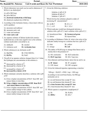Fillable Online Acids and bases end of unit worksheet Fax Email Print ...