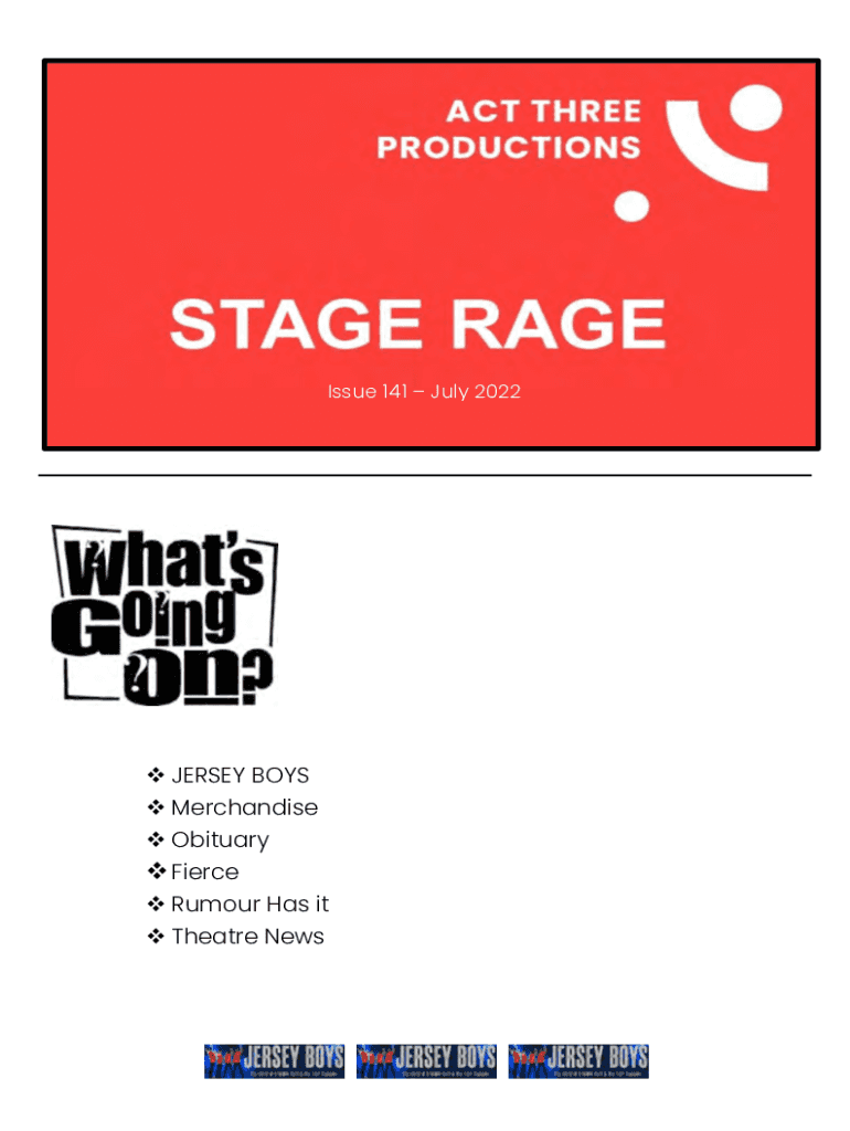 Fillable Online Act Three Productions' Jersey Boys walk like men and ...