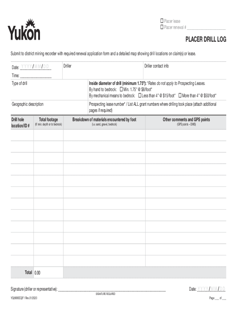Fillable Online Renew your placer prospecting leaseGovernment of Yukon Fax Email Print - pdfFiller