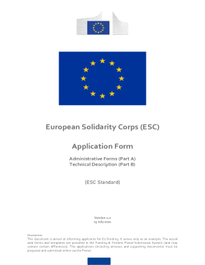 Fillable Online European Solidarity Corps (ESC) Application Form Fax Email Print - pdfFiller