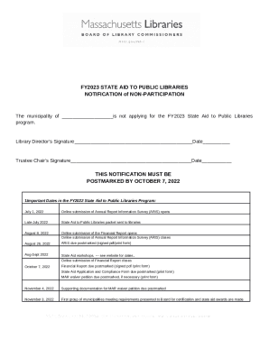 FY23 State Aid to Public Libraries Non Participation Doc Template ...
