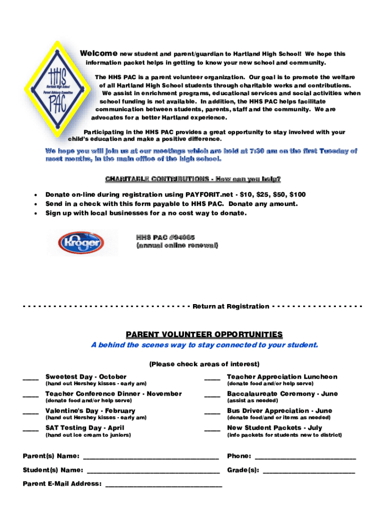 Fillable Online HHS Parent Advisory Committee (PAC) - Hartland High ...